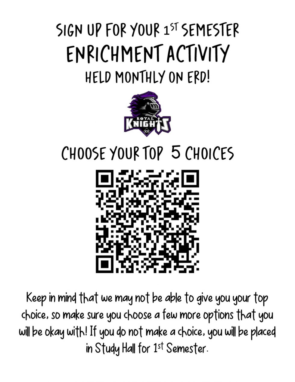 Sign up for Enrichment Activity for Early Release Day ASAP! | River ...