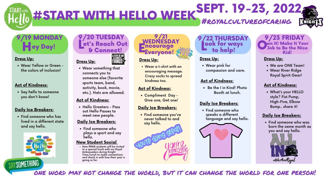 9/19-9/23 Start with Hello Week | River Ridge Middle School
