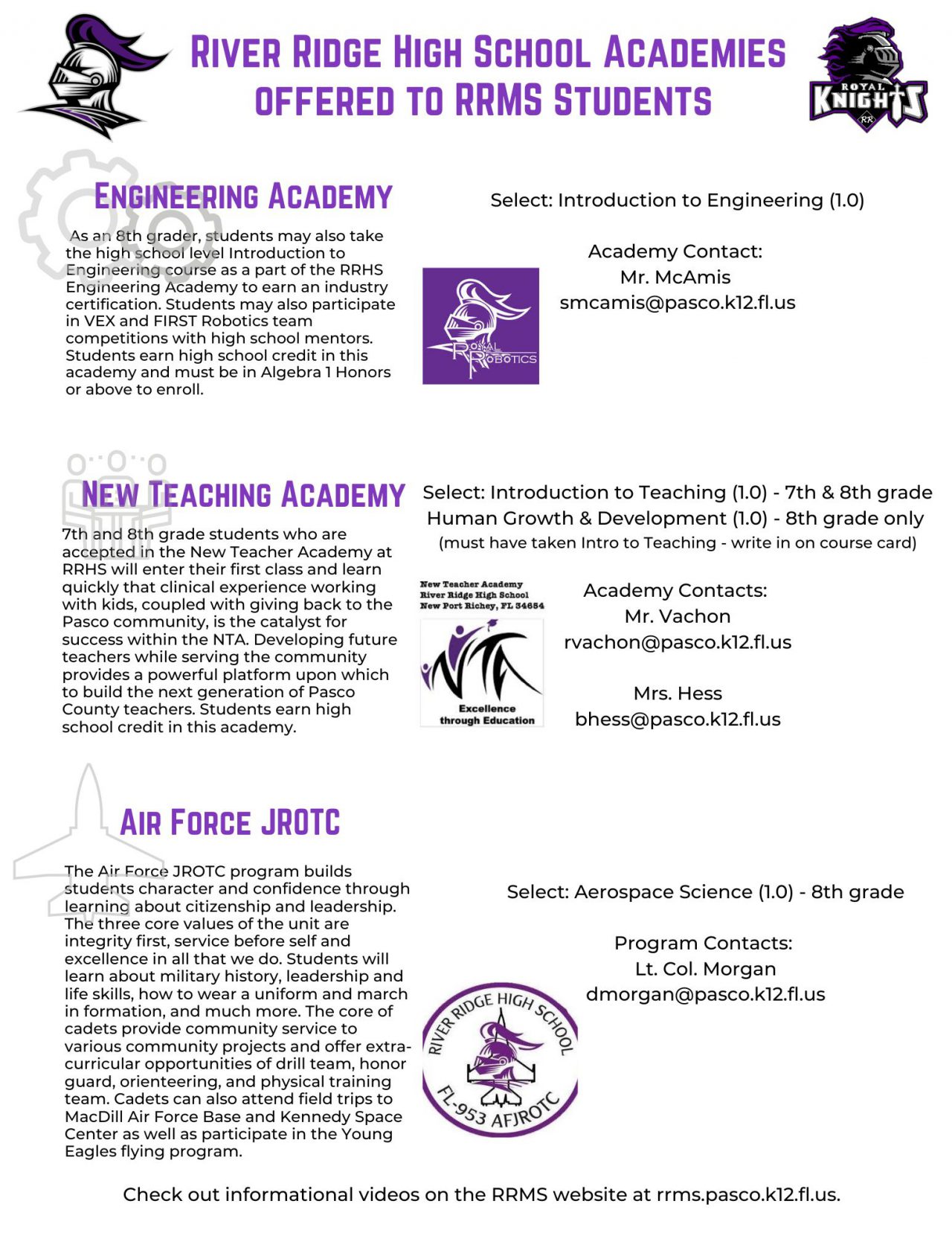 RRMS Course Offerings and Programs | River Ridge Middle School