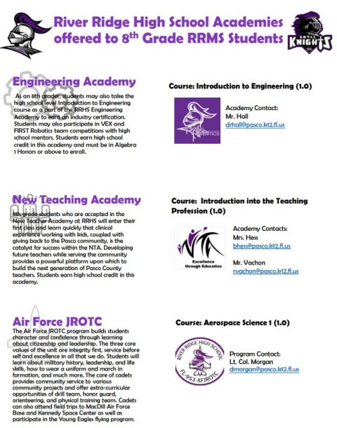 RRMS Course Offerings and Programs | River Ridge Middle School