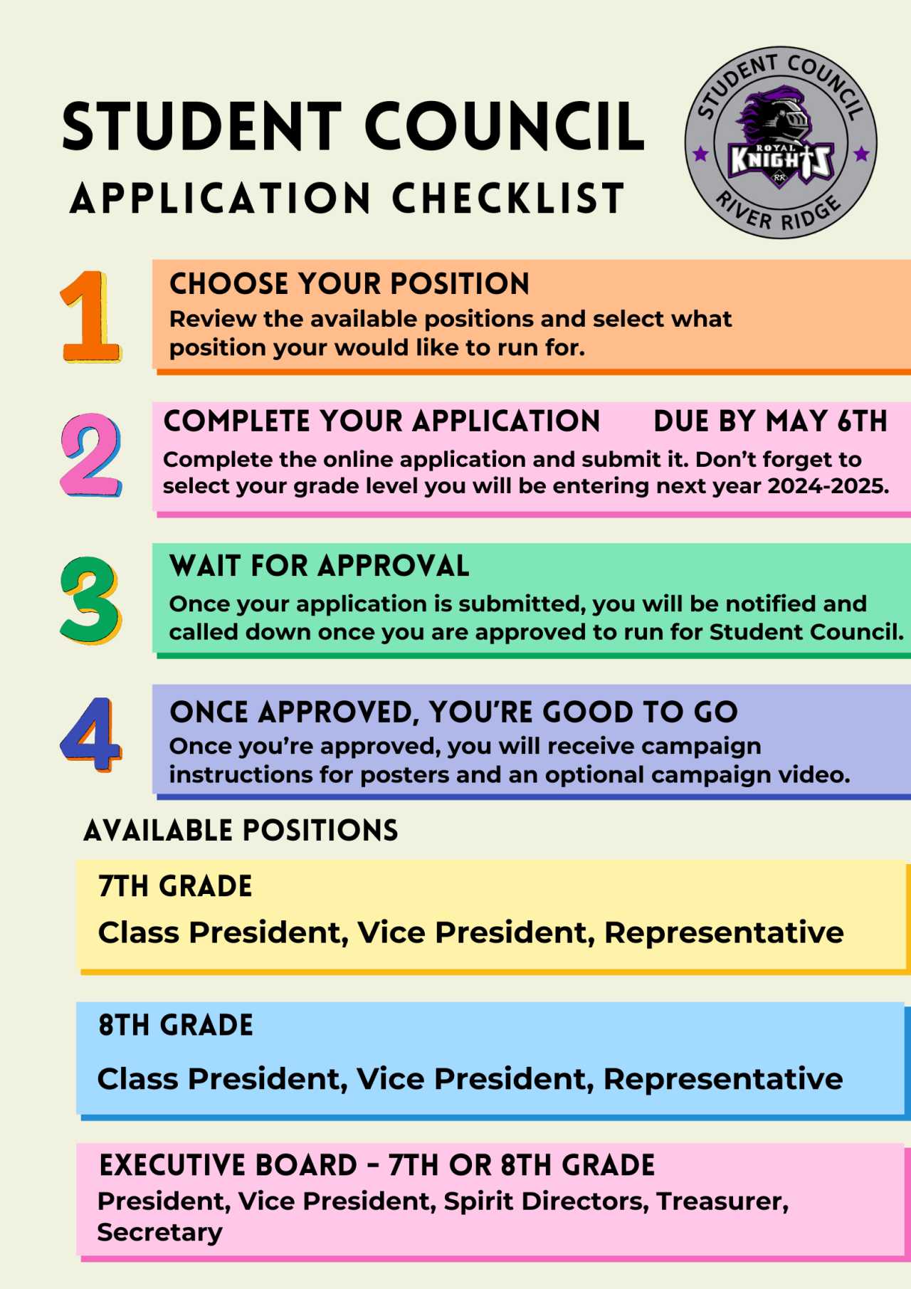 24-25 Student Council Applications & Elections | River Ridge Middle School