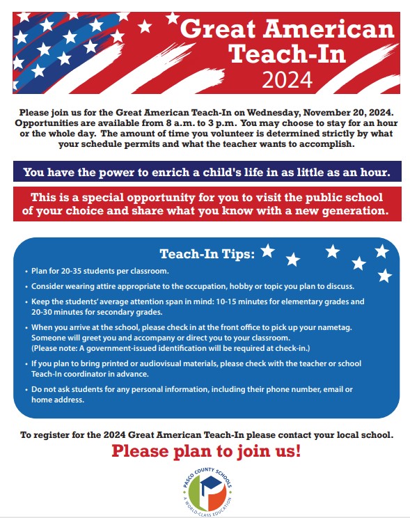 11/20: Great American Teach-In – Speakers Needed! | River Ridge Middle ...